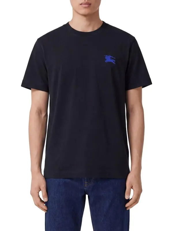 Burberry Ekd Logo Embroidered Cotton T-shirt - Black
