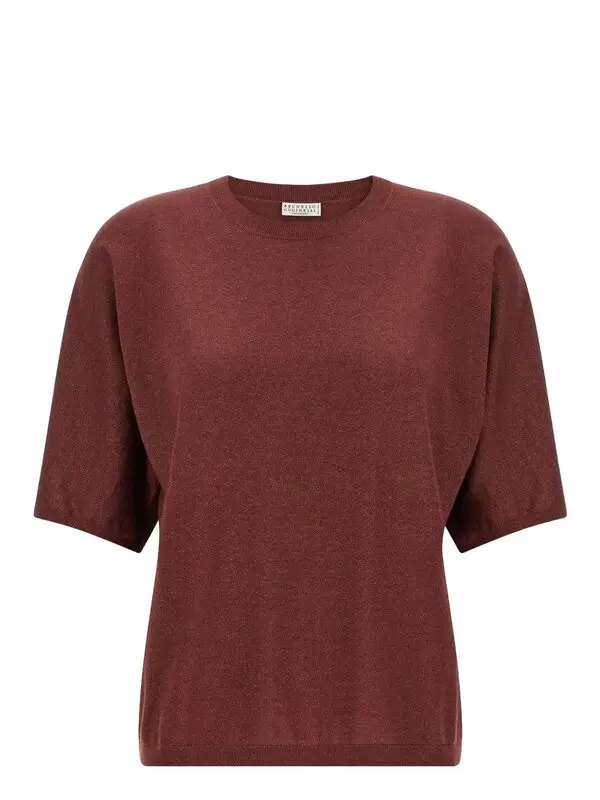 Brunello Cucinelli Relaxed Fit Cashmere And Silk Crewneck Sweater - Red