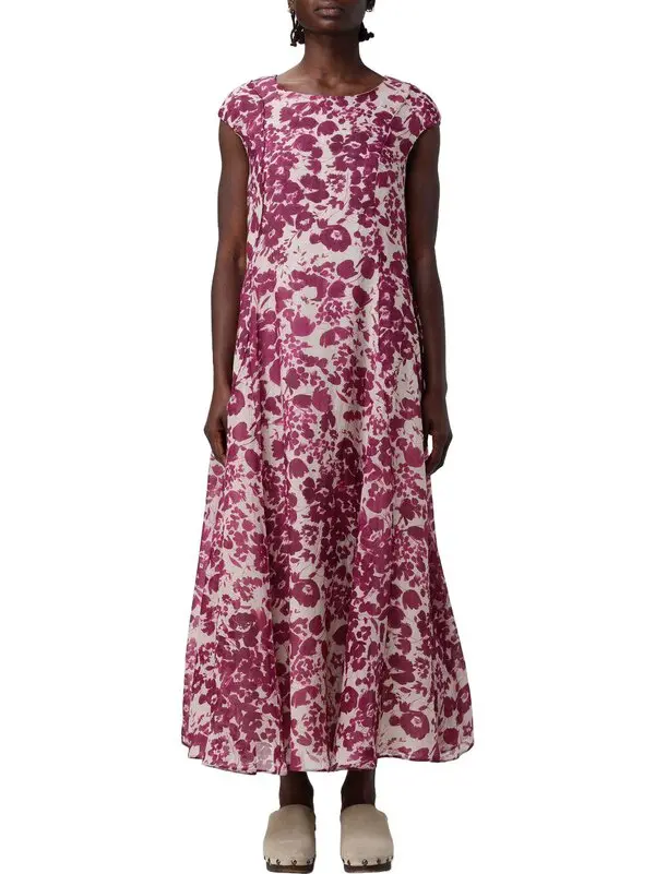 Max Mara Floral Print Ramie Midi Dress - Multicolor