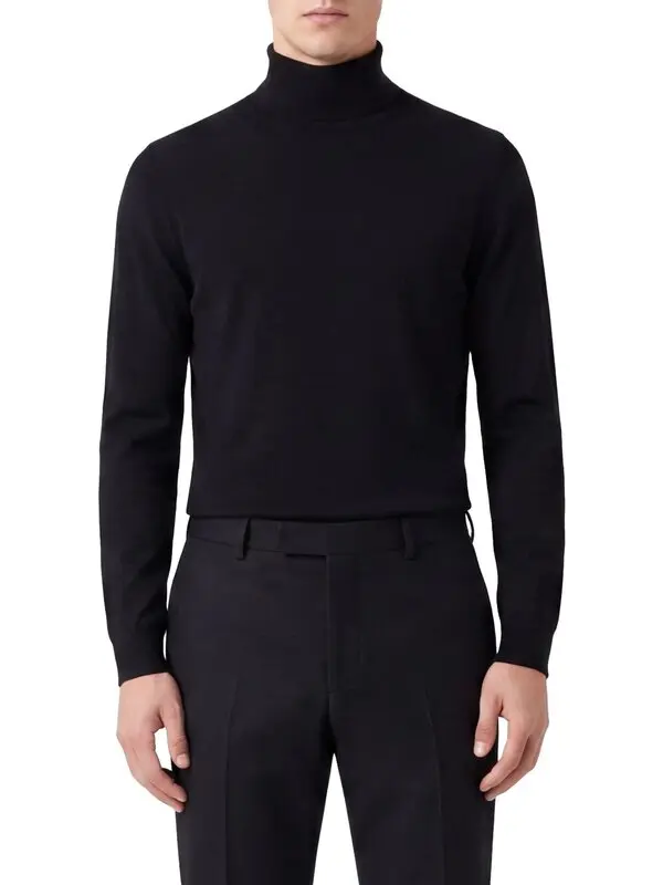 Tagliatore 100% Wool Turtleneck Sweater - Black