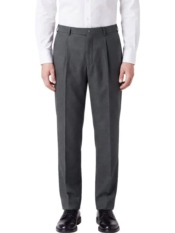 BRIGLIA 1949 Slim Fit Pleated Virgin Wool Trousers - Grey