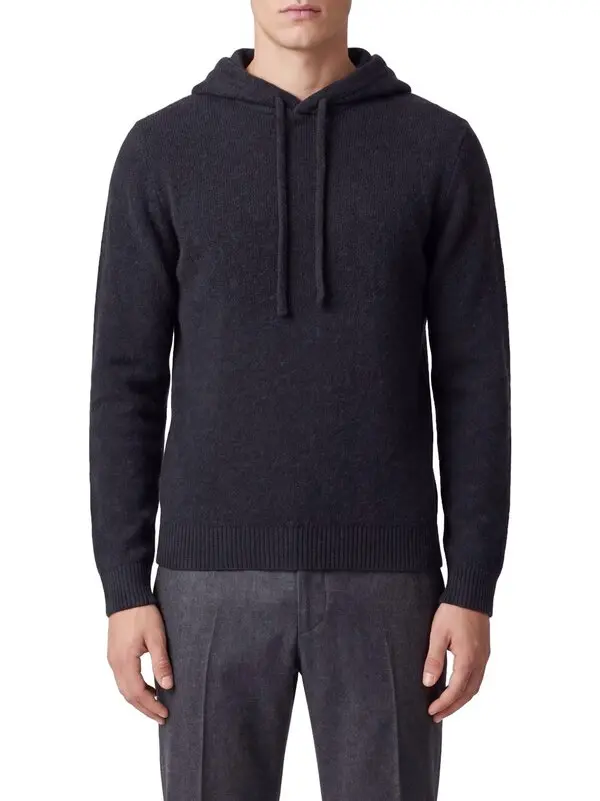 ROBERTO COLLINA Merino Wool Knit Hoodie - Blue