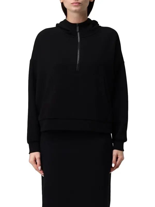Armani Exchange Half-zip Hooded Sweatshirt - Black