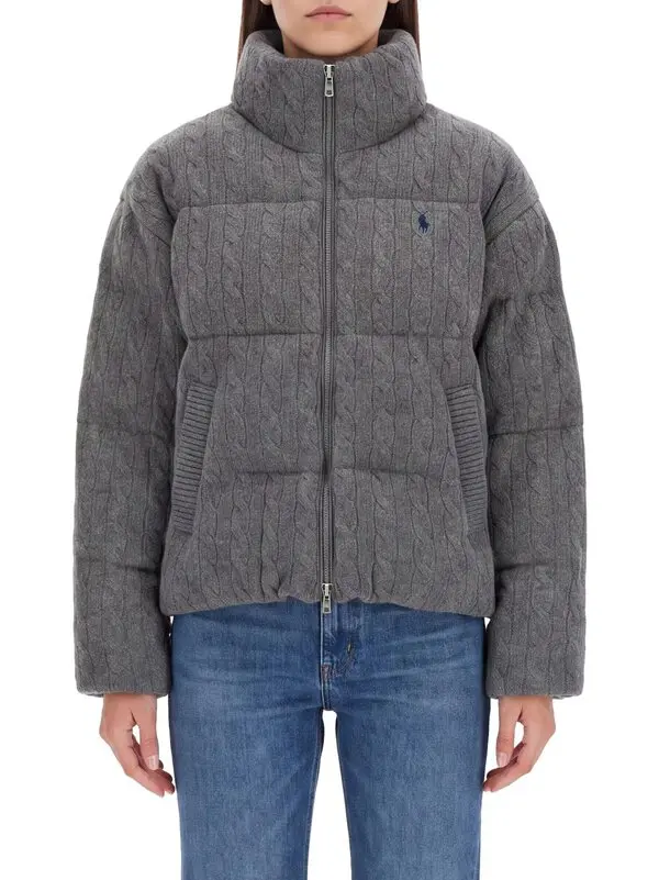 Polo Ralph Lauren Quilted Wool And Cashmere Jacket With Pony Logo - Grey