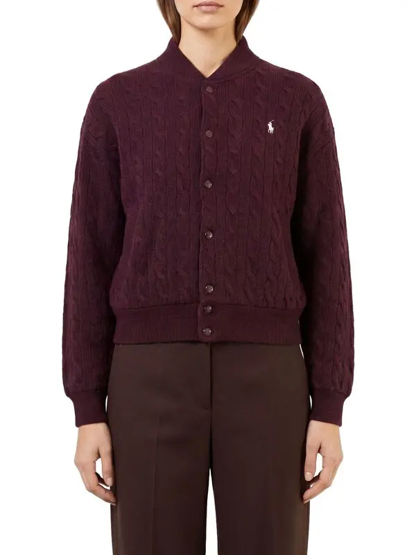 Polo Ralph Lauren Wool And Cashmere Bomber Cardigan - Violet