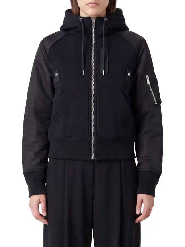 Sacai Zip-up Hooded Bomber Jacket - Black