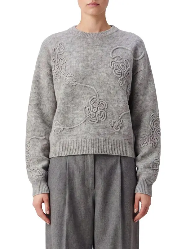 ROTATE BY BIRGER CHRISTENSEN Embroidered Crew Neck Jumper - Grey