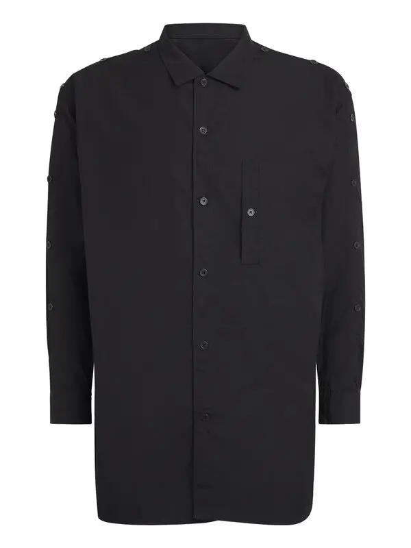 Yohji Yamamoto Cotton Buttoned-shoulder Shirt - Black