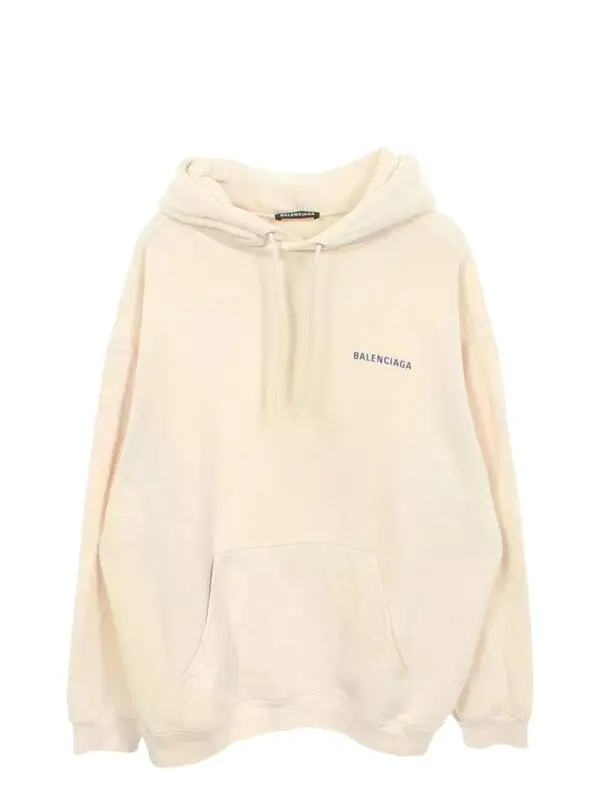 Balenciaga 2000s Logo Print Cotton Hoodie - Neutrals