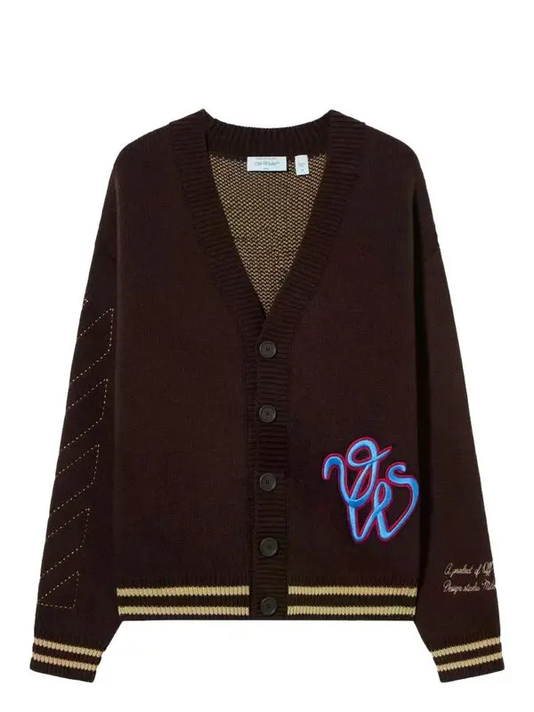 Off-White College Varsity Knit Cardigan - Brown