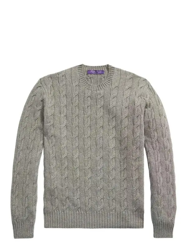 Ralph Lauren Purple Label Cashmere Cable-knit Crew Neck Sweater - Grey