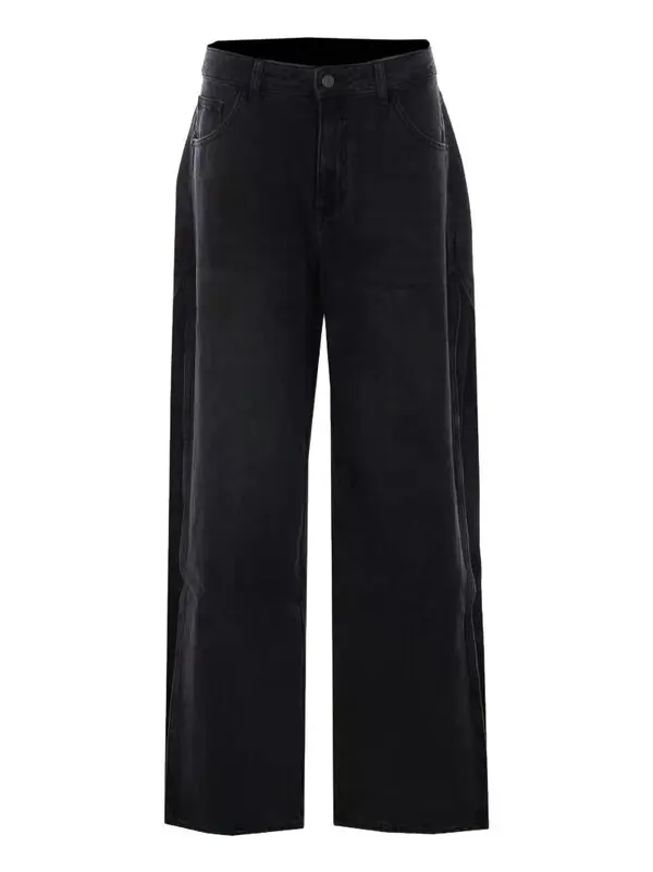ELEH Logo Patch Wide-leg Jeans - Black