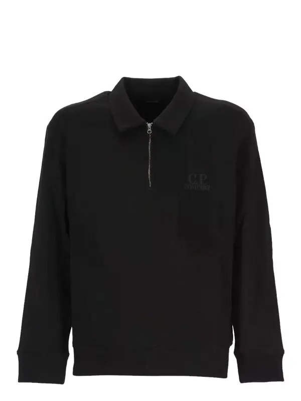 C.P. COMPANY Logo-embroidered Quarter-zip Polo Shirt - Black