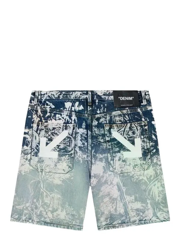 Off-White City Nature" Printed Denim Shorts - Blue