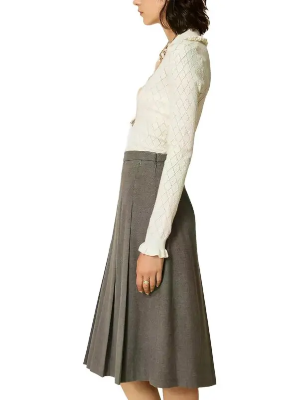 TWINSET Flannel Midi Skirt - Grey