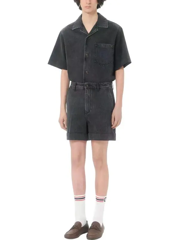 Valentino Garavani Cuffed Denim Bermuda Shorts - Grey