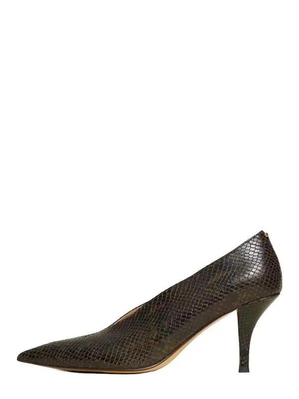 TWINSET Python-print Leather Court Shoes - Brown