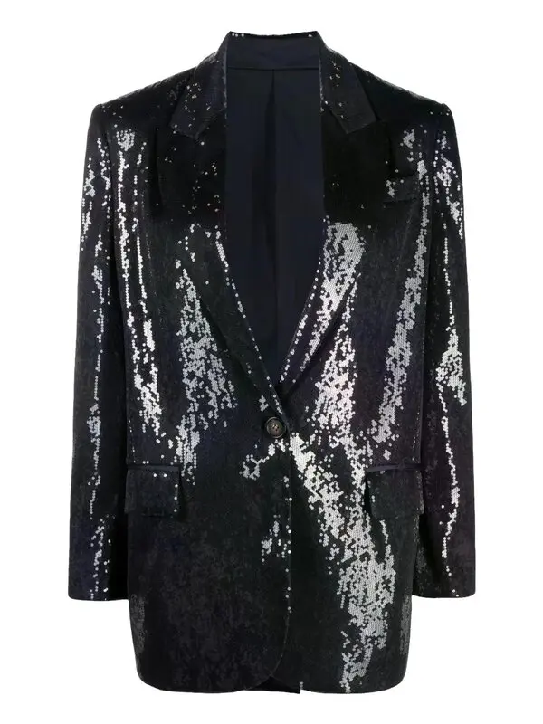 Brunello Cucinelli Embellished Single-breasted Blazer - Blue
