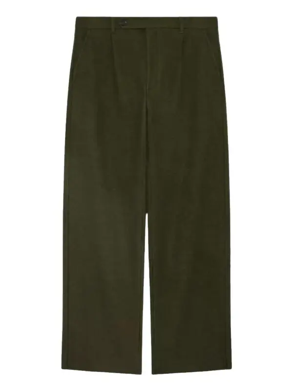JIL SANDER Pleated Wide-leg Trousers In Dark Felted Texture - Green