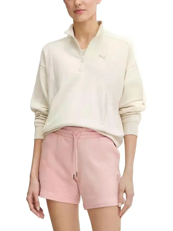 PUMA Class Logo-embroidered Half-zip Sweatshirt - Neutrals