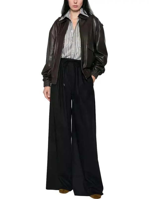 Max Mara Wide Leg Drawstring Trousers - Grey