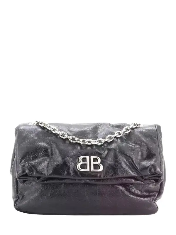 Balenciaga Monaco Chain Flap Small Shoulder Bag - Black