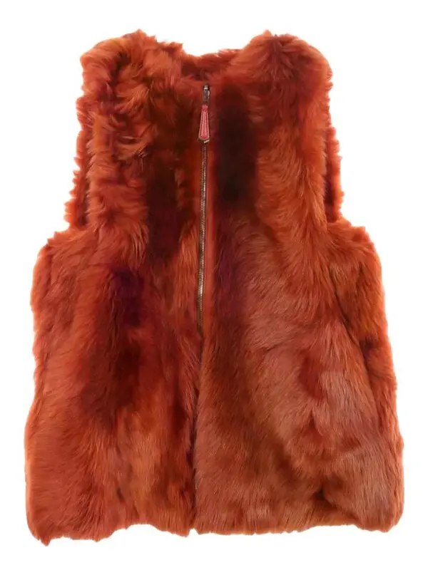 Fendi 2010s Zip-up Fur Gilet - Orange