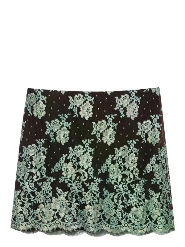 Valentino Garavani Floral-lace Mini Skirt - Brown