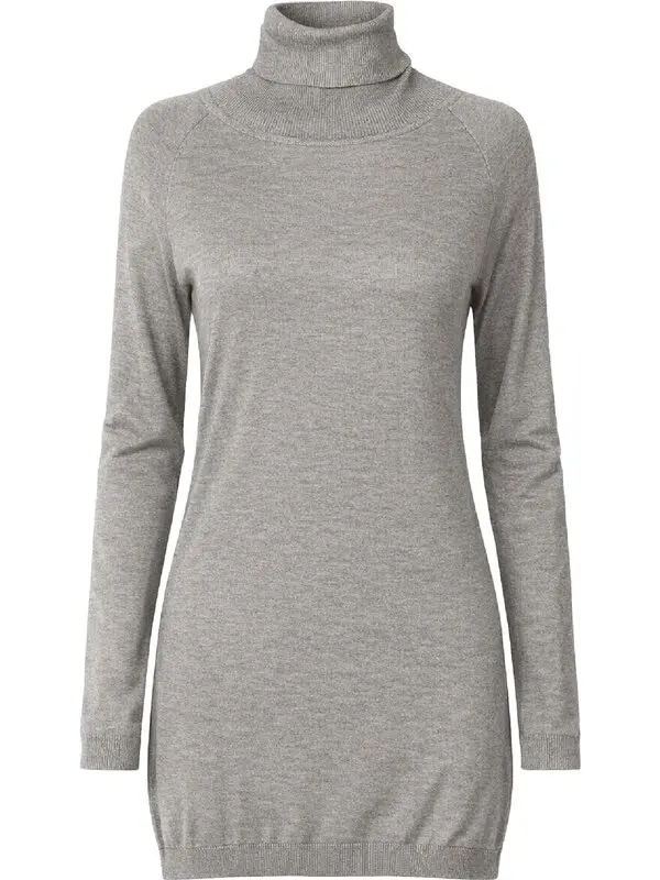 CONQUISTA Fitted Knitted Turtleneck Dress - Brown