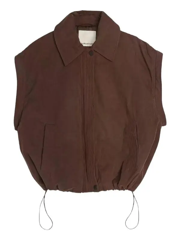 You Must Create Detachable-sleeve Bomber Jacket - Brown