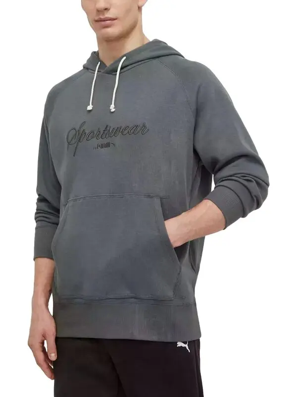 PUMA Logo-embroidered Drawstring Hoodie - Grey