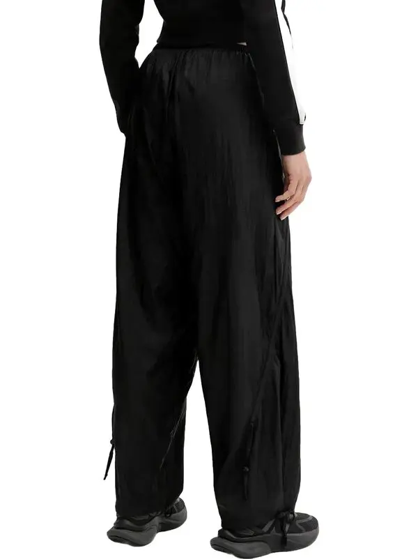 PUMA Logo Print Drawstring Wide Leg Track Pants - Black