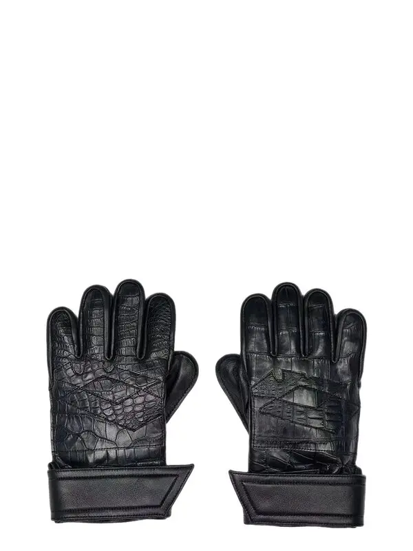 MELROSE HIGH X Lotto Iron Will Goalie Crocodile-effect Gloves - Black