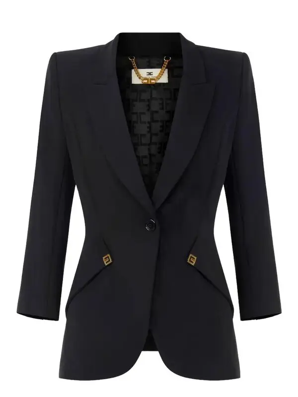 Elisabetta Franchi Single-breasted Crêpe And Satin Jacket - Black