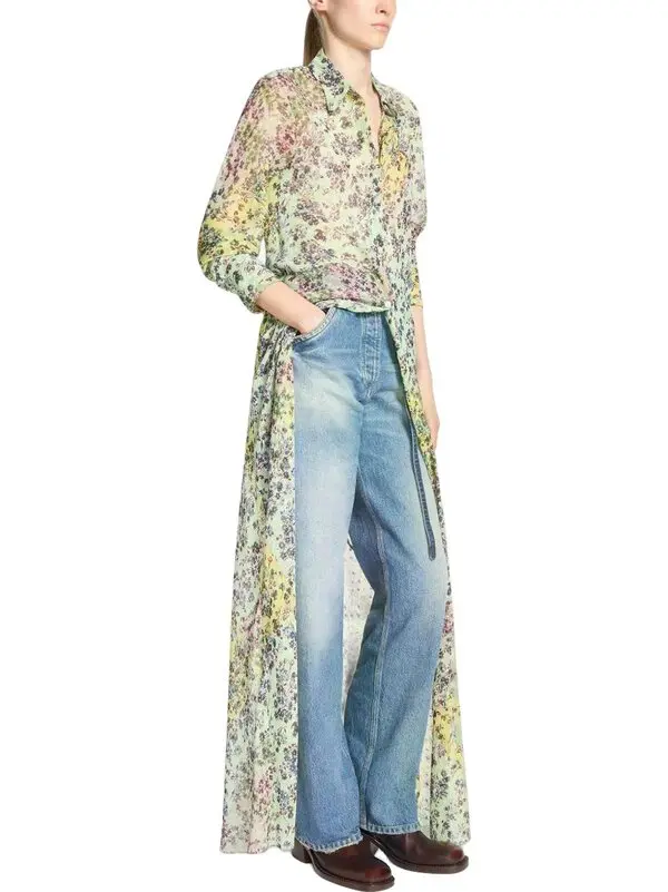 Dries Van Noten Floral Jacquard Maxi Shirt Dress - Green