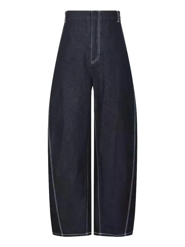LESS Curved Leg Contrast Stitch Jeans - Blue