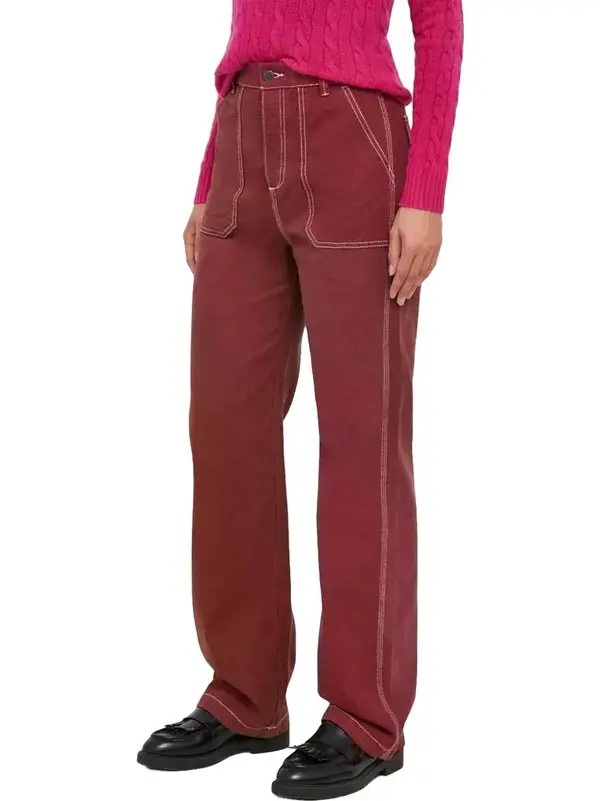 BENETTON Straight Cotton Trousers - Red