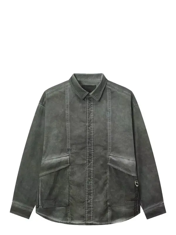 MUSIUM DIV. Washed-effect Panelled Shirt Jacket - Grey