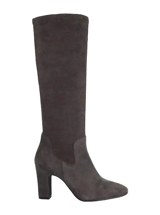 DUNE Stretch Suede Knee-high Boots - Dark Grey