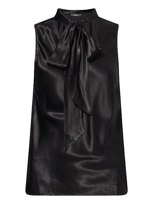 Rails Poppy Neck-tie Satin Blouse - Black
