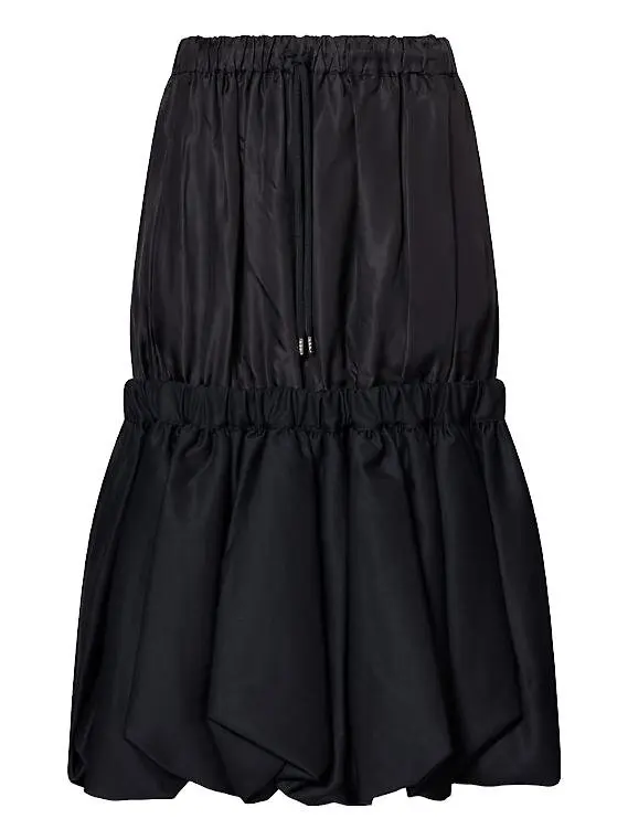 Noir Kei Ninomiya Tiered Balloon Woven Midi Skirt - Black