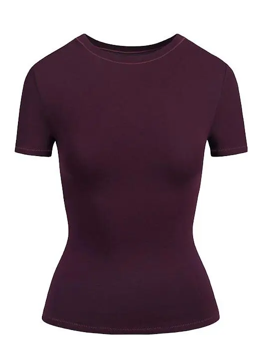 SKIMS Short-sleeve Cotton-jersey T-shirt - Currant