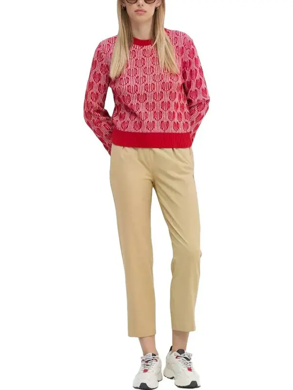 BENETTON Patterned Round Neck Sweater - Red