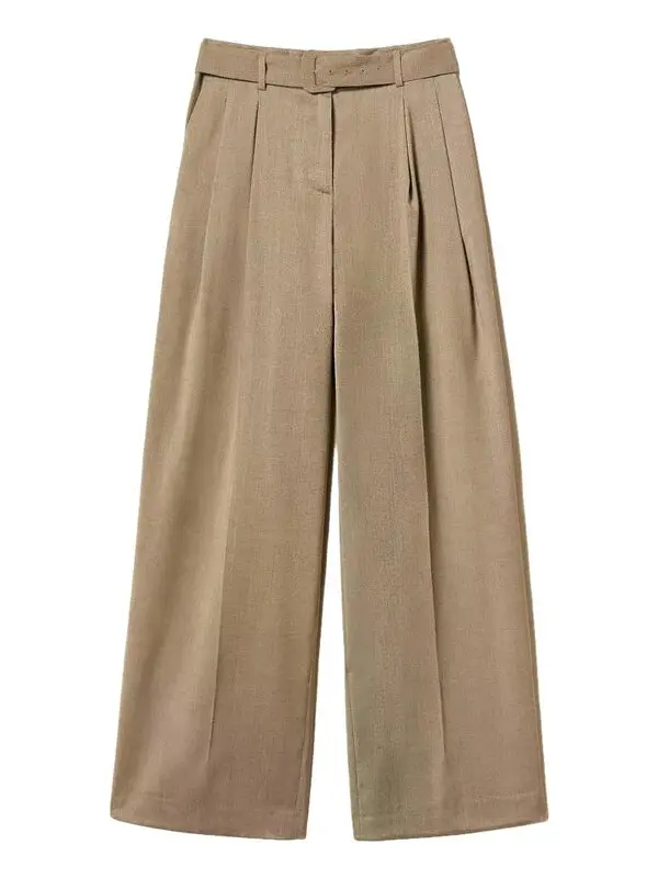 TWINSET Belted Pleated Trousers - Neutrals