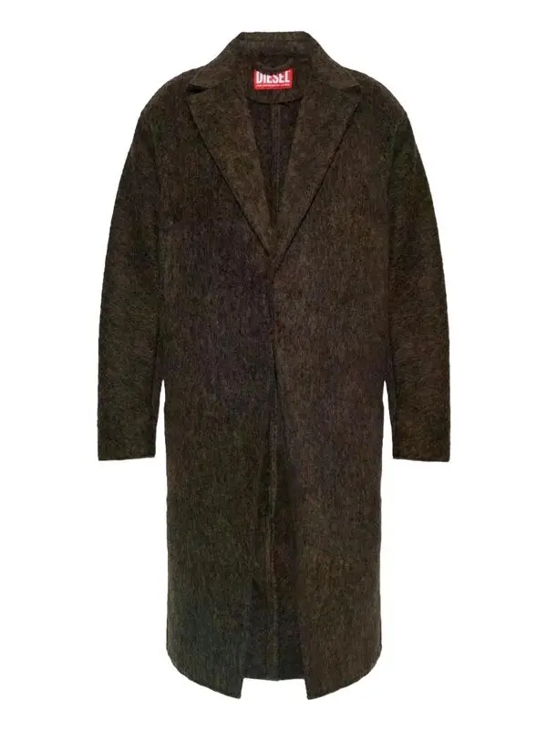 DIESEL® Brushed Wool Blend Mid-length Coat - Brown