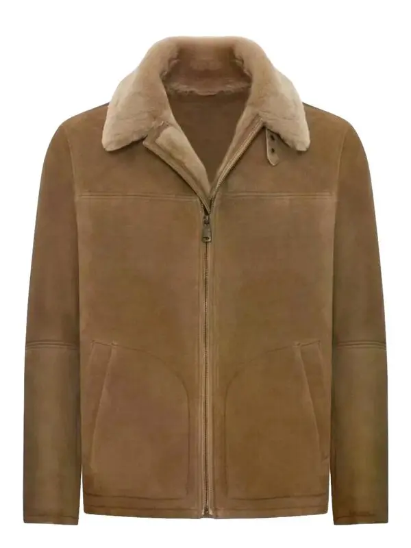 BIGARDINI Shearling Collar Suede Coat - Brown