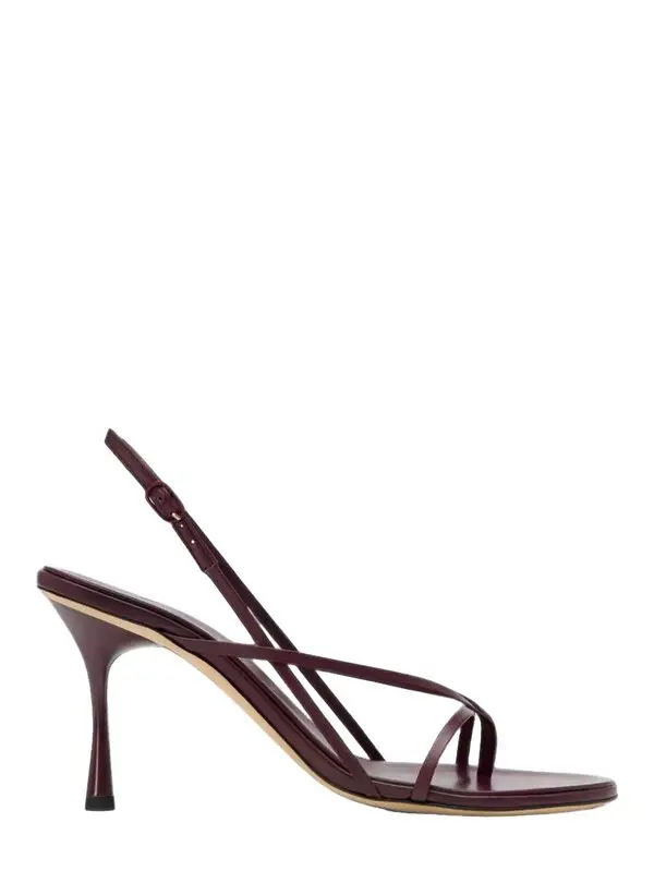 Studio Amelia Wishbone Leather High Heel Sandals - Red