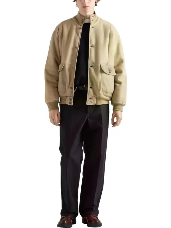 Prada Shearling Bomber Jacket - Neutrals