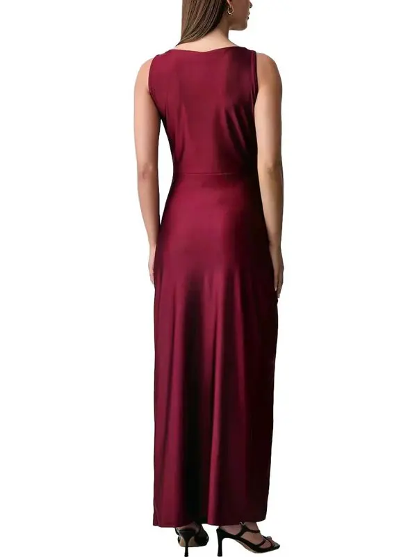 FRACOMINA Ruched V-neck Maxi Dress - Red