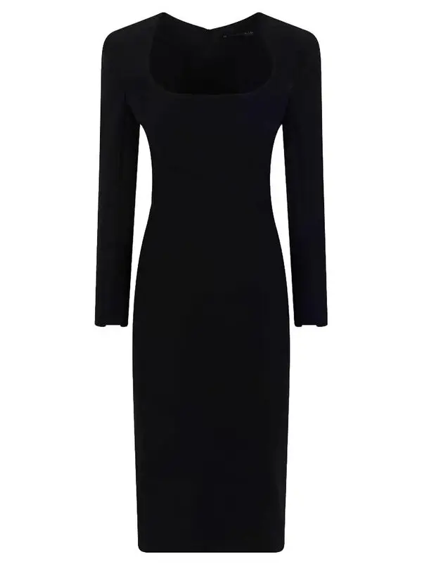 Chiara Boni La Petite Robe Square Neck Long Sleeve Midi Dress - Black